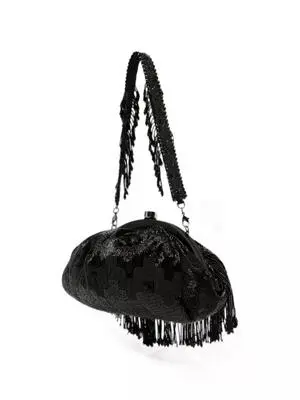 SLO_HAND_MADE Bead-embellished Fringed Clutch Bag