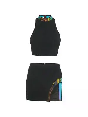 David Koma Hologram Vinyl-trim Skirt Set
