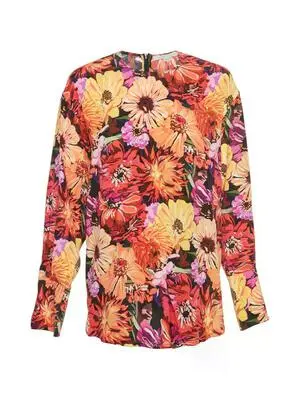 Stella McCartney Floral Print Silk Blouse - Red