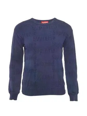 Supreme Logo Pattern Knitted Sweater - Blue