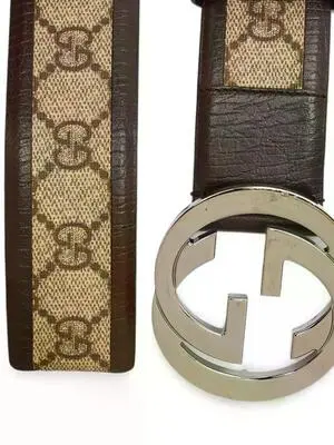 Gucci Gg Supreme Canvas Belt With Leather Trim