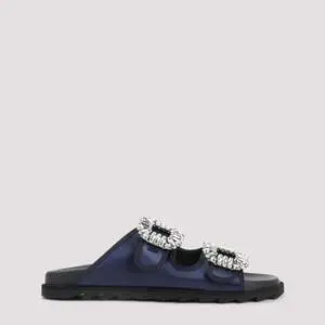 ROGER VIVIER Slidy Viv' Mules In Satin - Blue