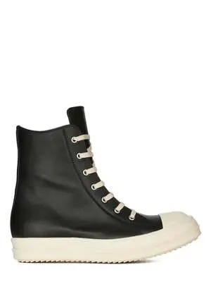 Rick Owens Leather High-top Sneakers With Zip Fastening - Nero