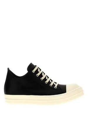 Rick Owens Round Toe Rubber Sole Lace-up Sneakers For