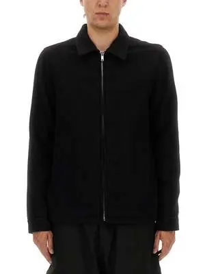 Rick Owens RICK OWENS Pointed-Collar Zip-Front Shirt Jacket Black