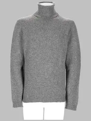 ROBERTO COLLINA Elevated Wool Blend High Neck Sweater - Grey