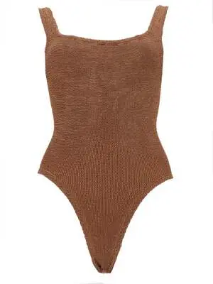 Hunza G Textured Ring-detail One-piece Swimsuit - Brown