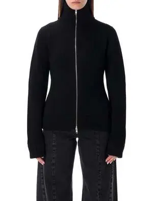 MAISON MARGIELA Ribbed Wool High Neck Zip-up Cardigan