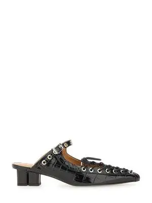 GANNI Recycled Leather Lace-up Mules