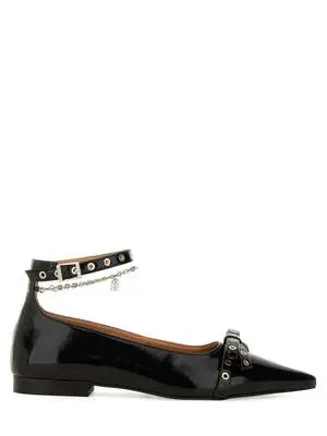 GANNI Jewel Ballerina Flats With Chain Detailing - Black