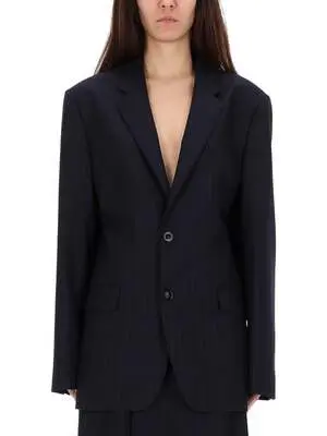 MAISON MARGIELA Wool Pin Stripe Blazer - Blue