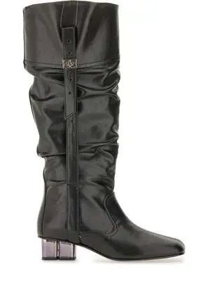 GANNI Buckled Knee High Boots - Black