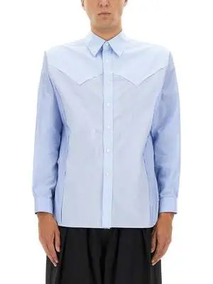 MAISON MARGIELA Cotton Shirt With Stitching Detail - Azure