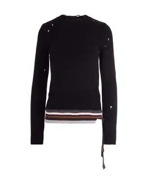 MAISON MARGIELA Distressed Striped Hem Sweater - Black-multicolor