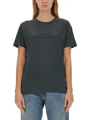 MAISON MARGIELA Logo Embroidered Cotton T-shirt - Black