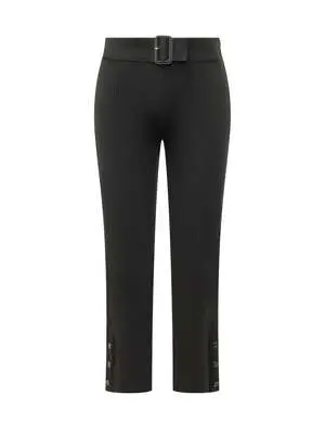 COURREGES Ribbed Trousers With Buckle Detail - Black