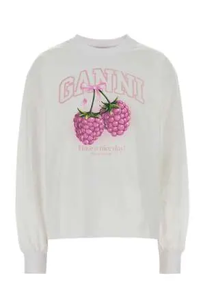 GANNI Oversized Organic Cotton Long-sleeve T-shirt - White