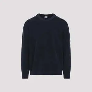 C.P. COMPANY Cotton Chenille Crewneck Lens Sweater - Blue