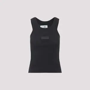 MAISON MARGIELA Ribbed Cotton Tank Top - Black