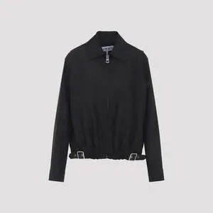 Loewe Belted Zip-up Jacket In Wool, Silk, And Leather Blend