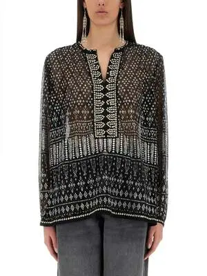 Isabel Marant Étoile Nickie Blouse Metallic Sheer Shirt