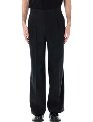 AMI Paris Wool Wide-leg Trousers - Black
