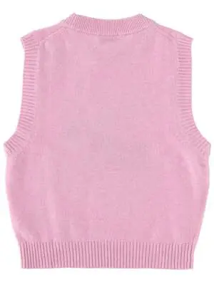 GANNI Graphic Knitted Vest - Pink
