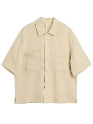 SUNFLOWER Loose-fitting Short-sleeved Shirt With Genuine Buttons - Beige