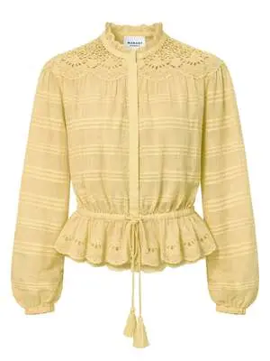 MARANT ETOILE Polly Lace-trimmed Organic Cotton-voile Blouse - Green