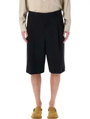 AMI Paris Wool Wide Bermuda Shorts - Black