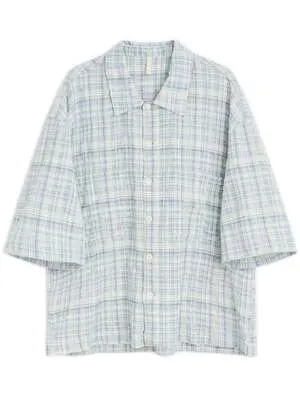 SUNFLOWER Short Sleeve Ptheid Shirt - Blue