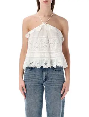 MARANT ETOILE Prisha Lace Halter Top - White