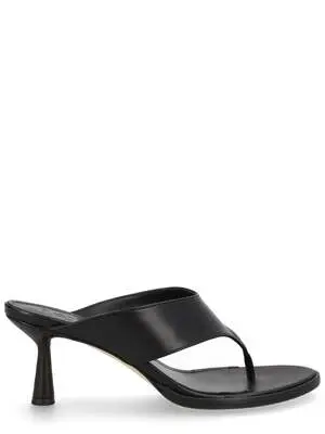 AeydĒ Nappa Leather High Heel Thong Sandals - Black