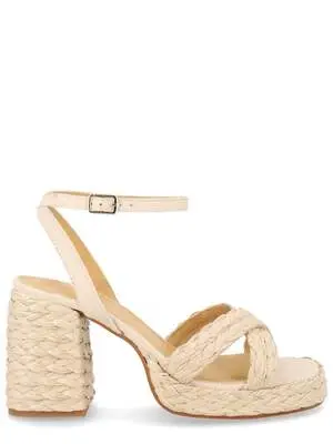 CastaÑer Raffia High Heel Strappy Sandals - Ivory