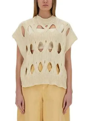 ALYSI Cut-out Knit Top - Beige