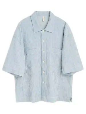 SUNFLOWER Short-sleeved Shirt With Chest Pockets Loose Fit - Blue