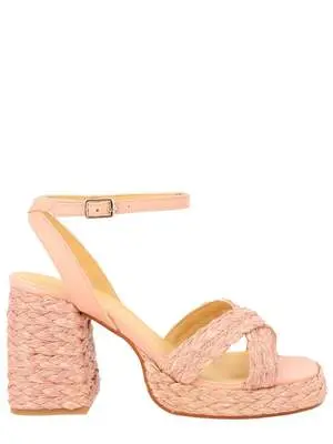 CastaÑer CASTANER Blaudell 6 Wedge Sandals With Raffia Detailing Powder