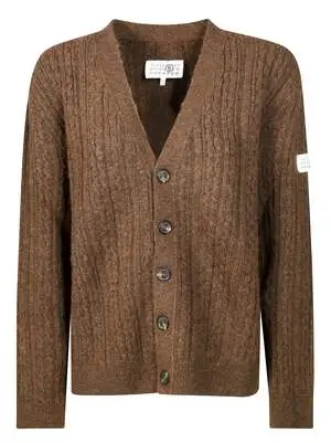 MAISON MARGIELA Sneck V Cardigan With Top Paint Logo