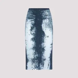 DIESEL® Midi Skirt In Devoré Metallic Knit - Blue