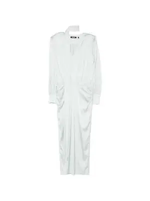 ROTATE BY BIRGER CHRISTENSEN Long-sleeved Midi Dress With Scarf Tail And V-neck - Azzurro