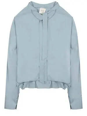 ALYSI Cotton Tie Detail Shirt - Azure
