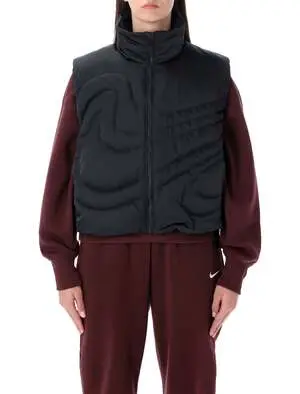 Nike Padded Down Vest With High Collar - Black