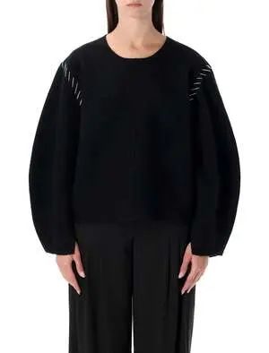 THE GARMENT The Oslo Wool Sweater With Voluminous Sleeves And Stitch Detailing - Black