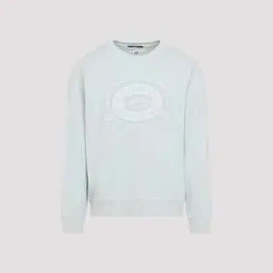 C.P. COMPANY Diagonal Fleece Boxy Logo Crewneck Sweatshirt