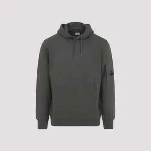 C.P. COMPANY Diagonal Raised Fleese Hooded Lens Sweatshirt - Grey