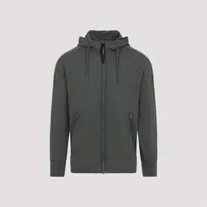 C.P. COMPANY C. P. Company Sweatshirt Diagonal Raised Fleece Goggle Zipped Hoodie - Grey