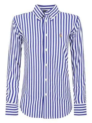 Ralph Lauren Classic Striped Cotton Shirt With Buttoned Cuffs Sizes Available - Navy