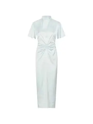 ROTATE BY BIRGER CHRISTENSEN Gathered Midi Dress With Short Sleeves - Azzurro