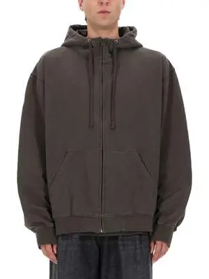 MAISON MARGIELA Zipped Drawstring Hoodie - Brown