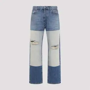 MAISON MARGIELA Straight Leg Paneled Jeans With Knee Slits - Blue